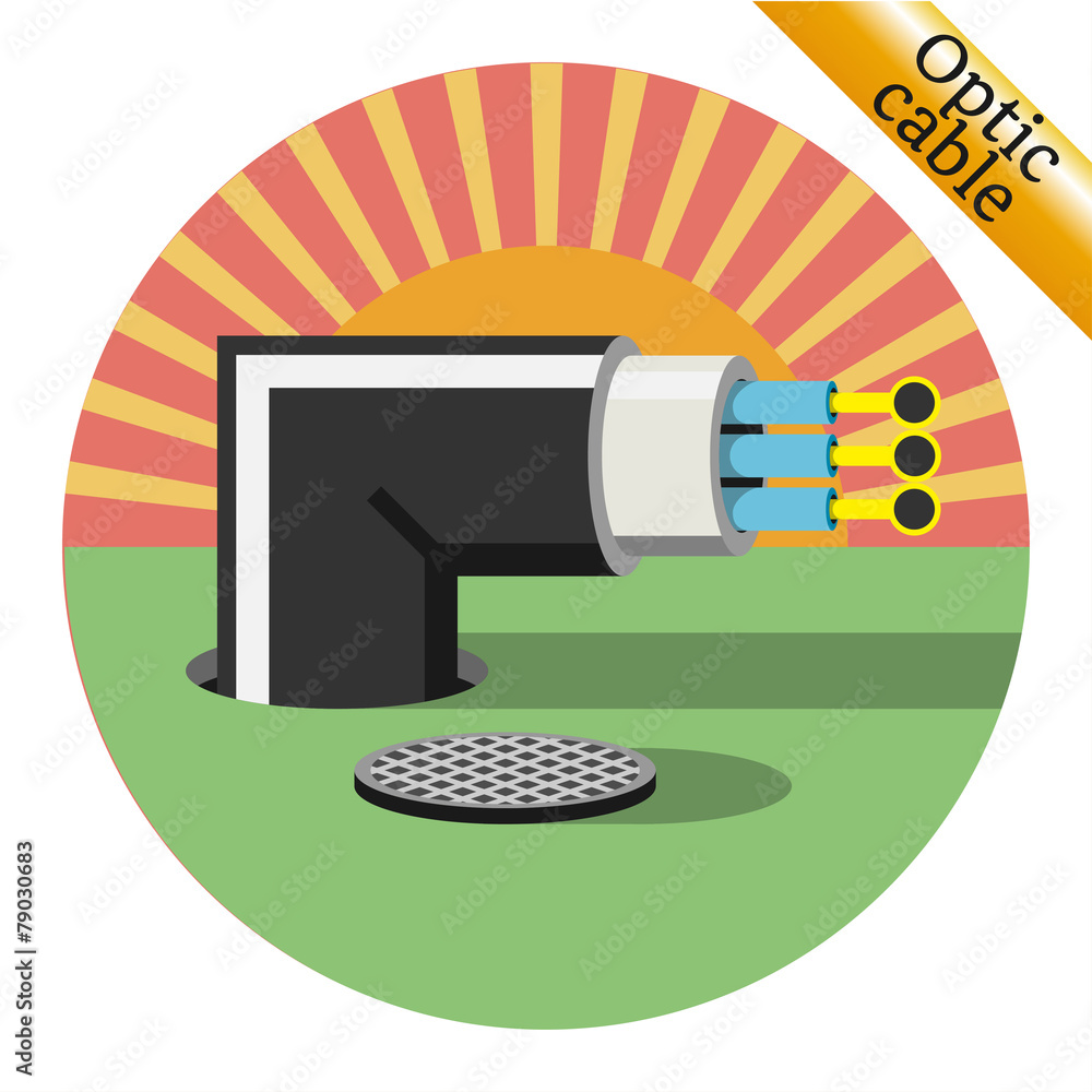 Optic cable icon from the hatch. Vector illustration Stock Vector ...