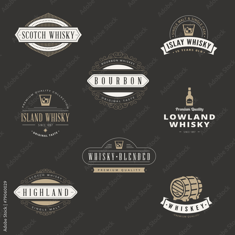 Whisky Hipster Logo design vector typography lettering templates Stock ...
