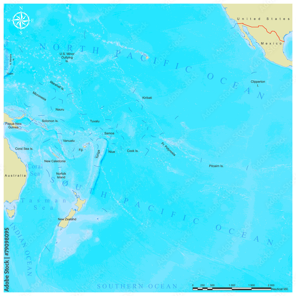 Map of Pacific ocean Stock Vector | Adobe Stock