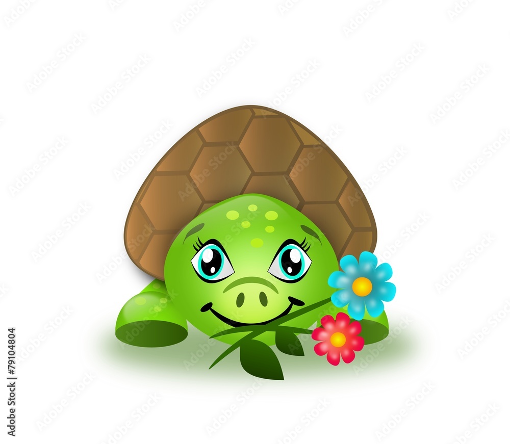 Turtle Eating Flower