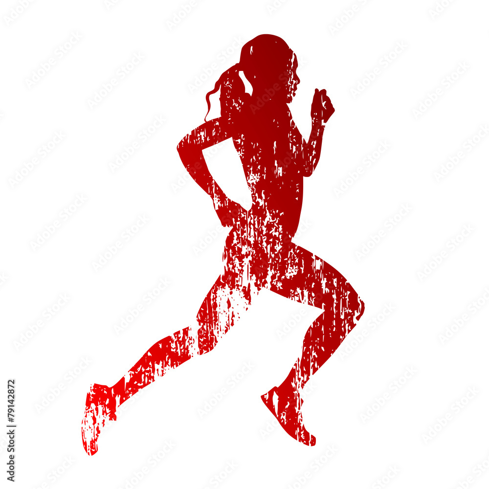 Abstract grungy running woman silhouette Stock Vector | Adobe Stock