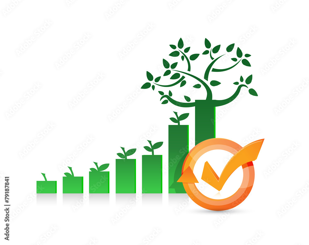 tree graph and check mark cycle illustration Stock Illustration | Adobe ...
