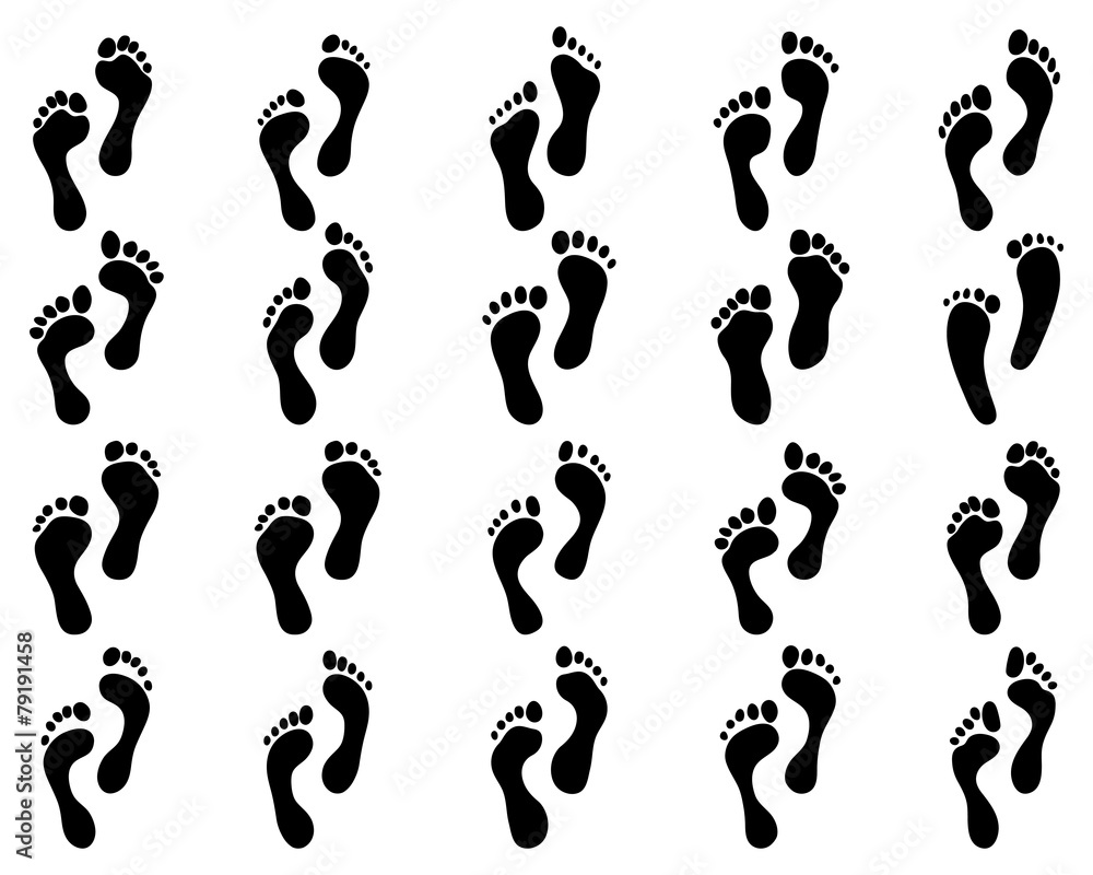 Black prints of human feet, vector illustration Stock Vector | Adobe Stock
