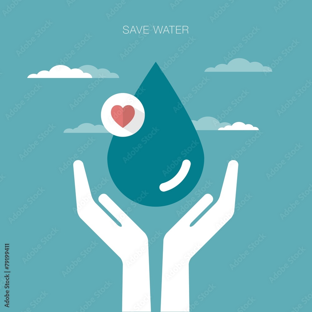 vector concept illustration of hands holding water drop Stock Vector ...