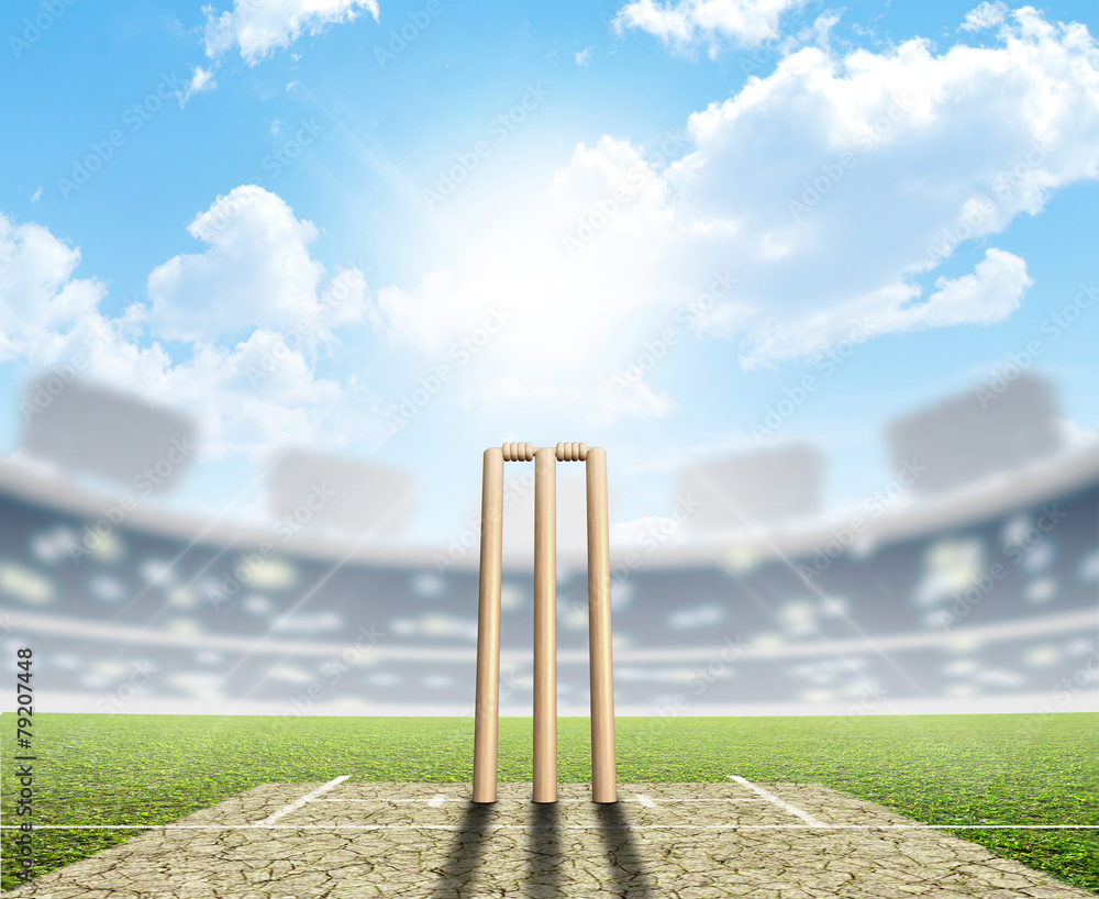 Cricket Stadium And Wickets Stock Photo | Adobe Stock
