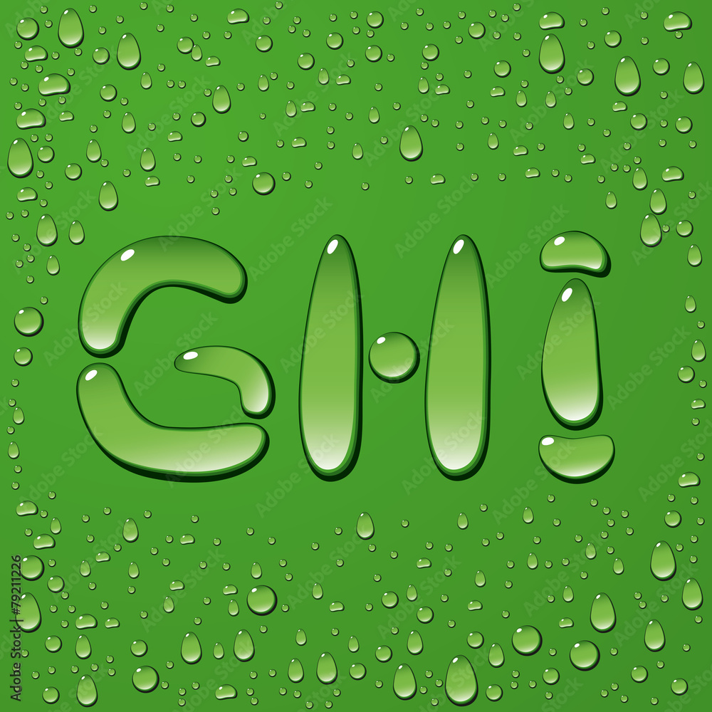 Water drop letters on green background Stock Vector | Adobe Stock