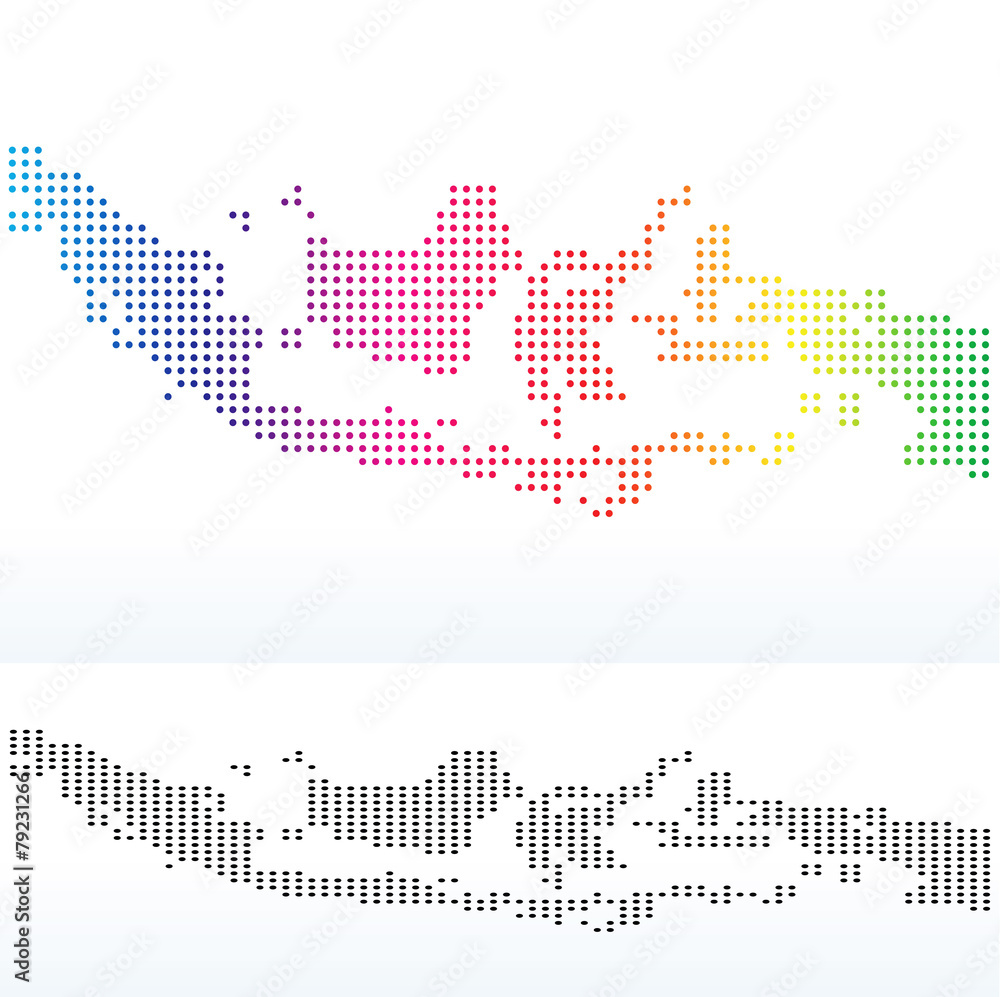 Map of Indonesia with Dot Pattern Stock Vector | Adobe Stock