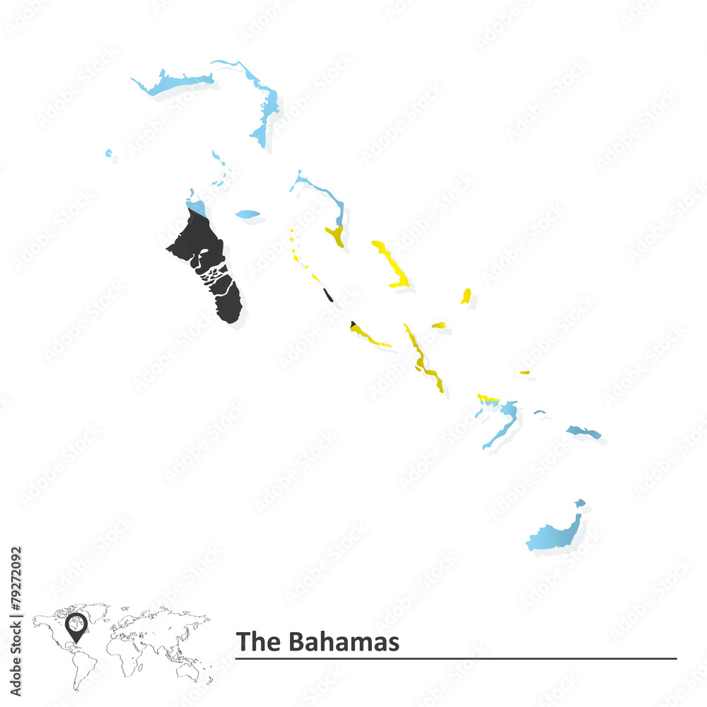 Map of Bahamas with flag Stock Vector | Adobe Stock