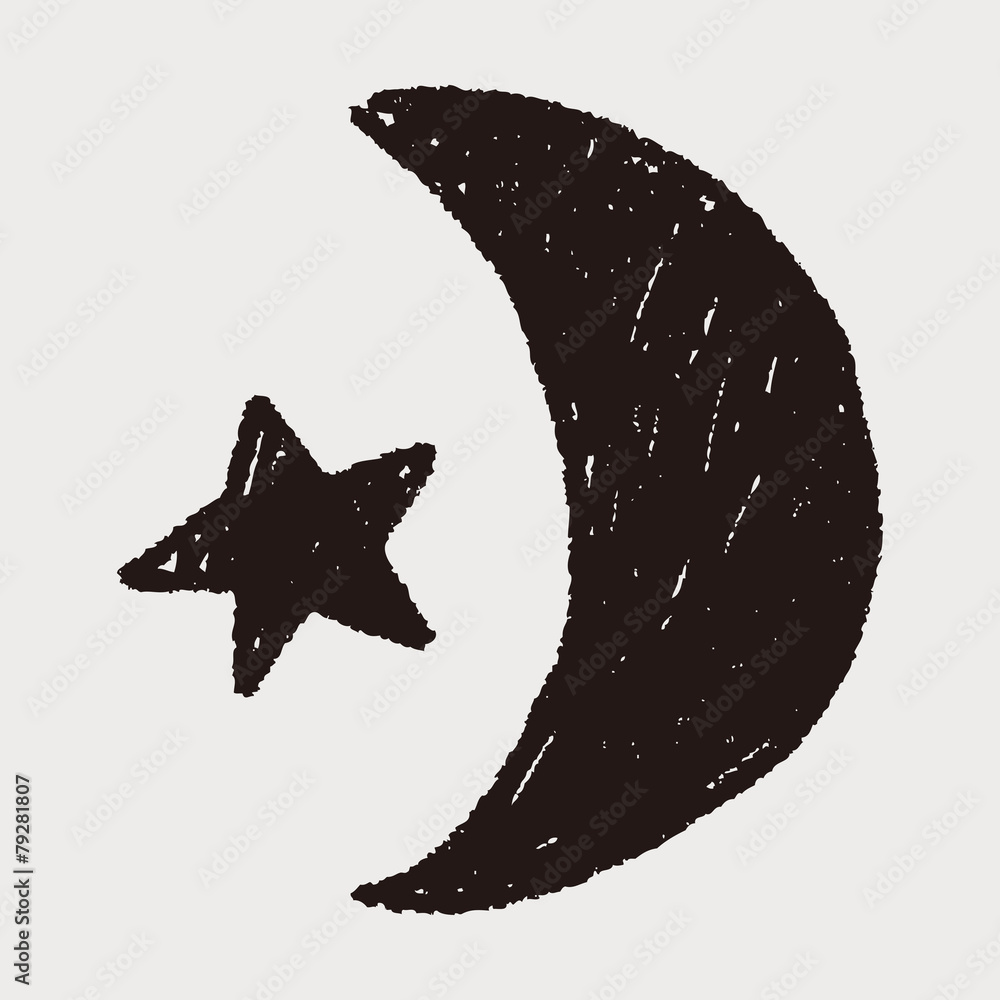 moon and star doodle drawing Stock Vector | Adobe Stock