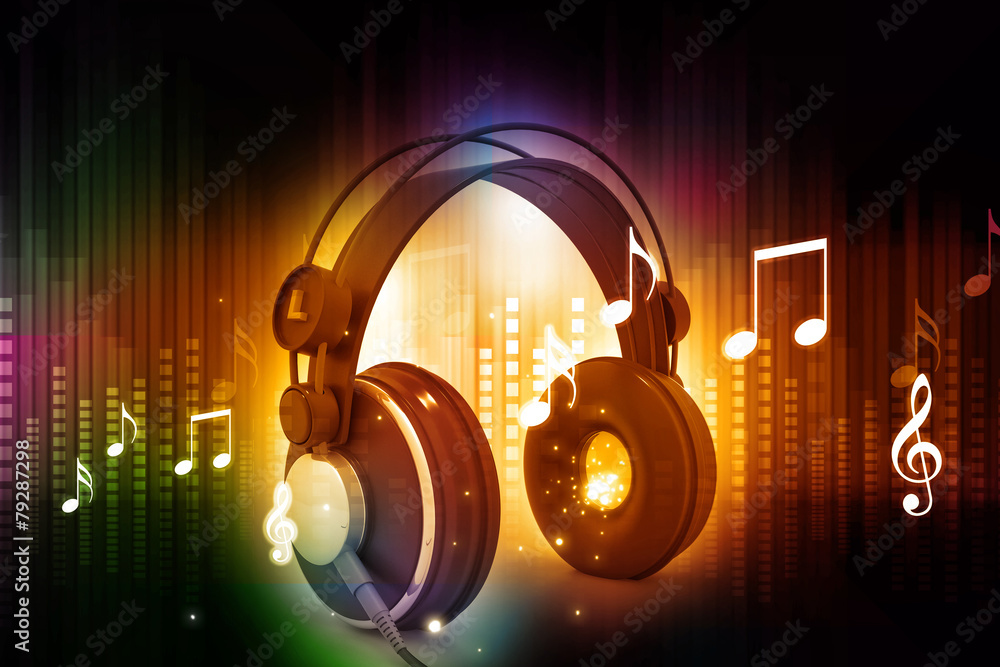 Digital world with headphones, world music concept Stock Illustration ...