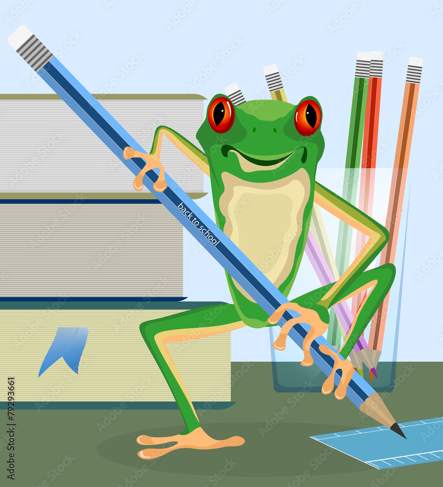 Tree frog pupil cartoon,back to school vector background Stock Vector ...