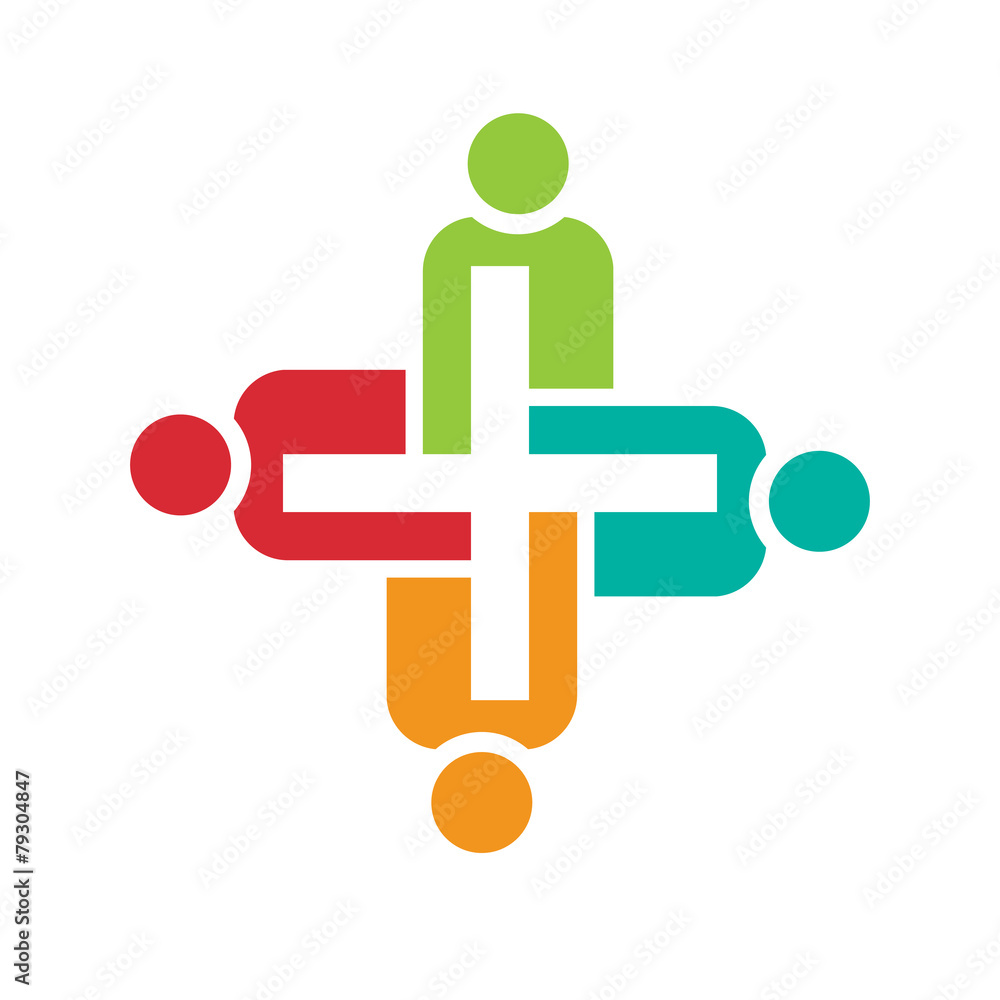 Teamwork of positive people logo Stock Vector | Adobe Stock