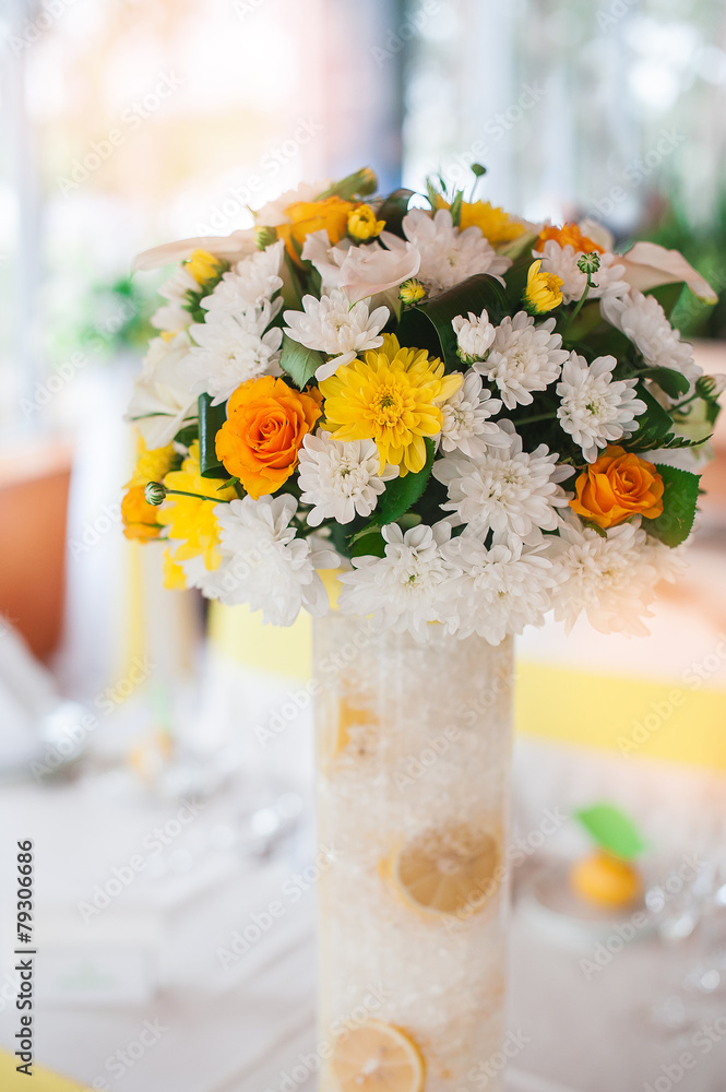 Yellow Stock Flower Centerpiece