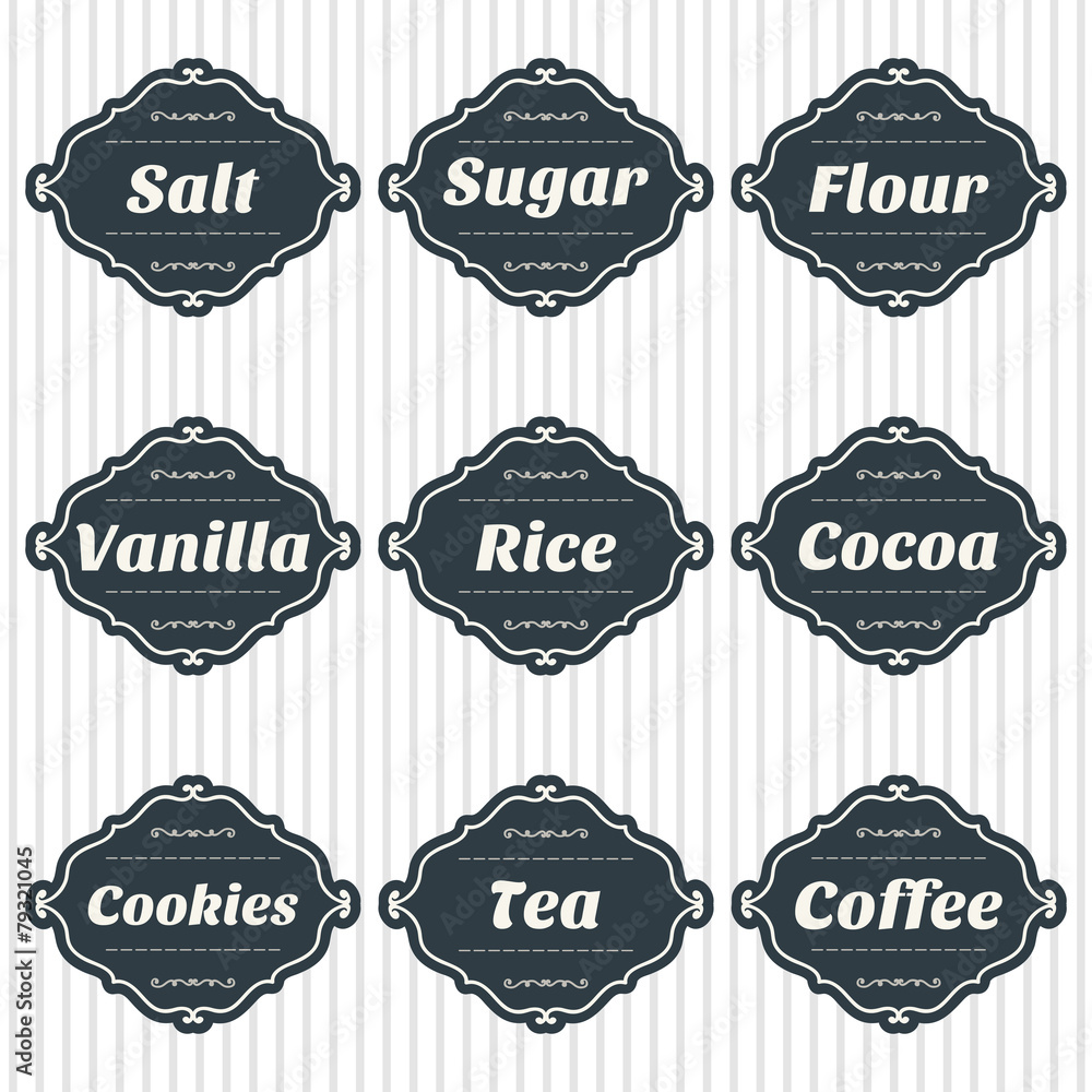 Food storage labels. Kitchen food storage tags collection Stock Vector ...