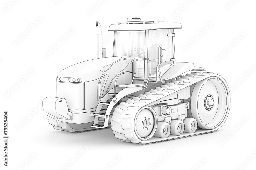 Caterpillar Tractor (drawing) Stock Illustration | Adobe Stock