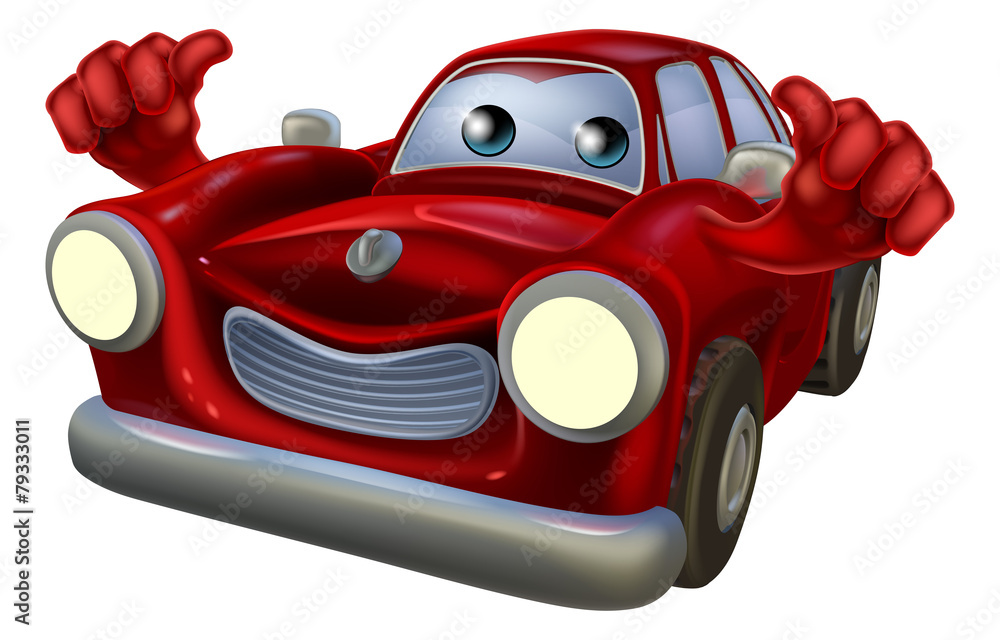 Thumbs up cartoon car mascot Stock Vector | Adobe Stock