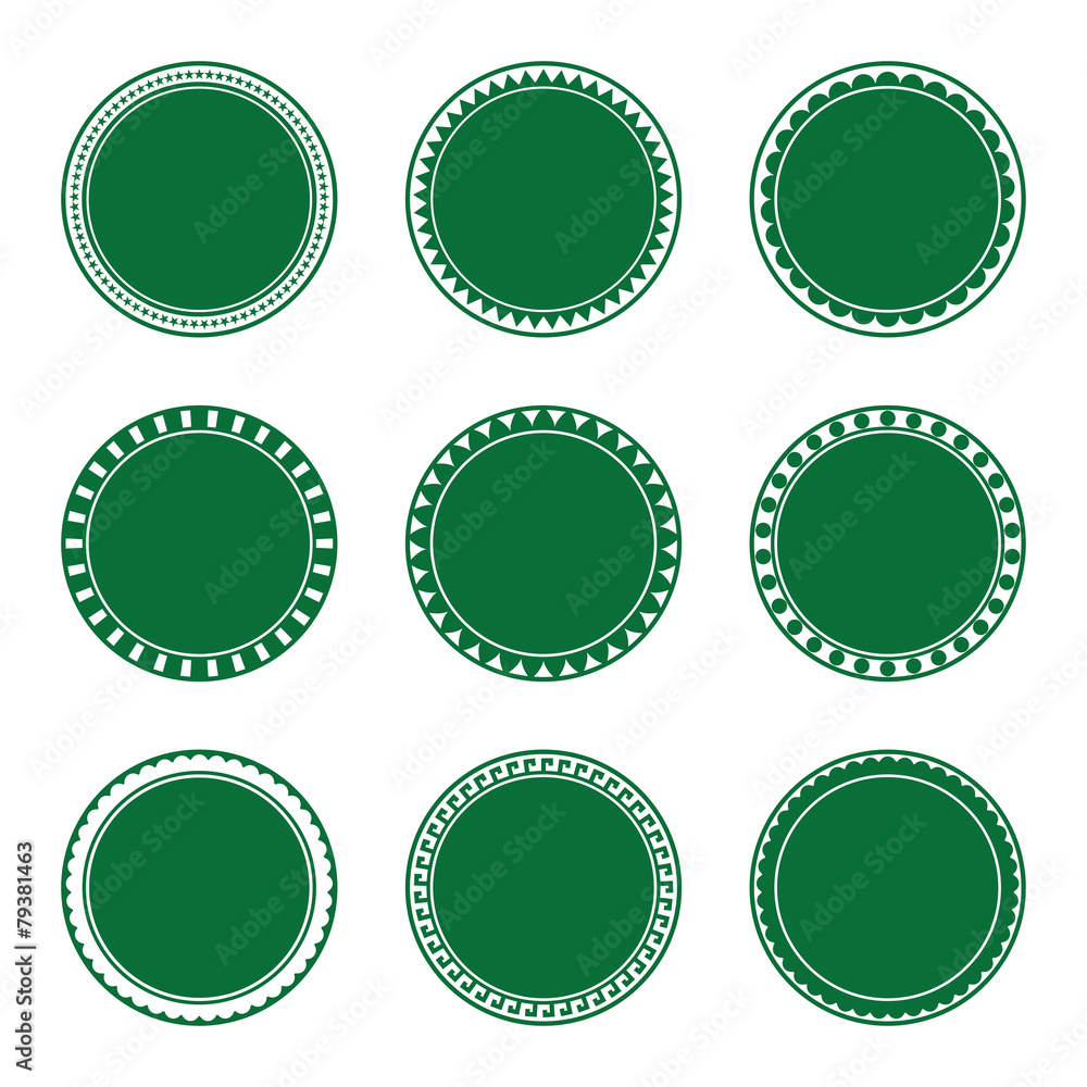 Green Decorative Stamp Set Stock Vector | Adobe Stock