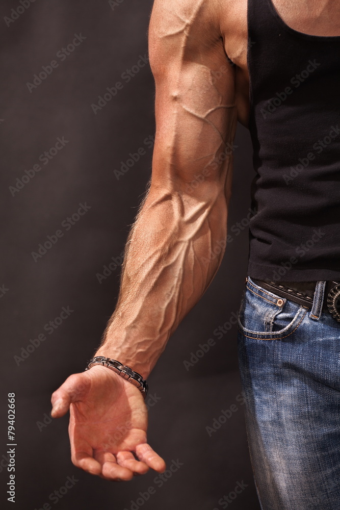 Hand bodybuilders with veins Stock Photo | Adobe Stock