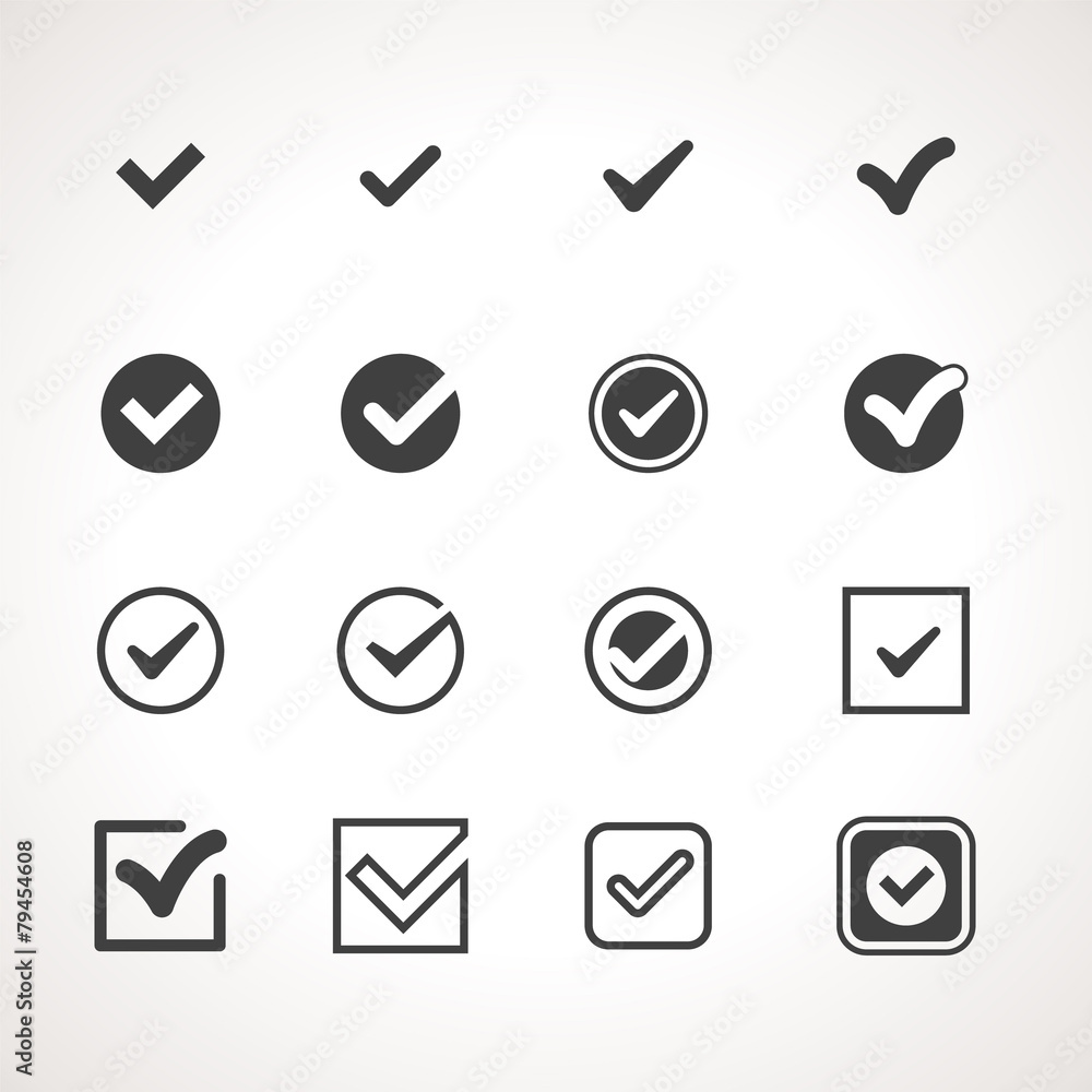 Vector Tick Check Mark Icon Set Stock Vector | Adobe Stock