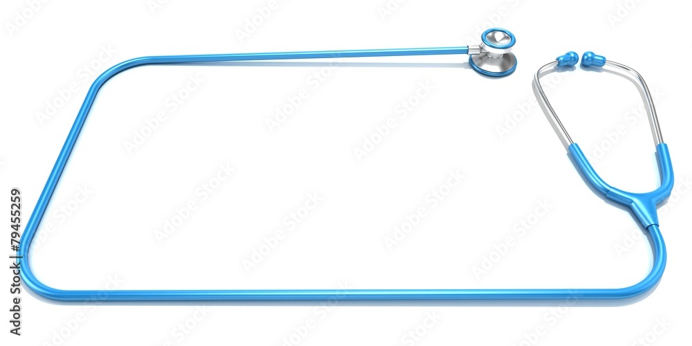 Blue stethoscope as frame, with space for text. Front view Stock ...