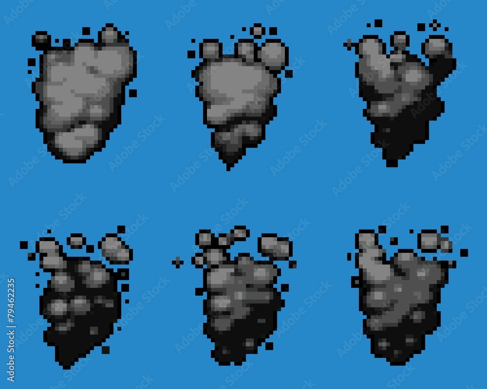 Pixel Art Video Game Smoke Animation Vector Frames Stock ベクター | Adobe Stock