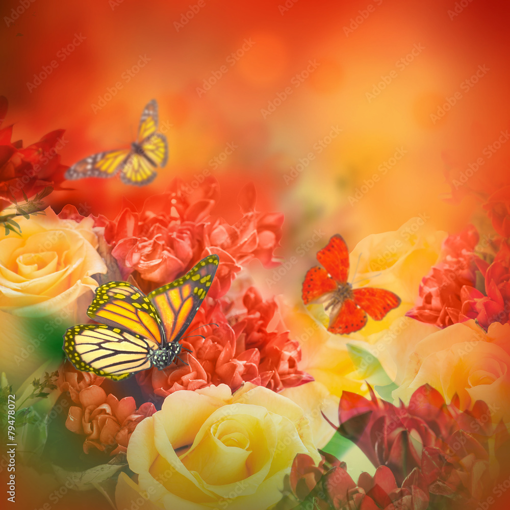 Yellow Rose With Butterfly