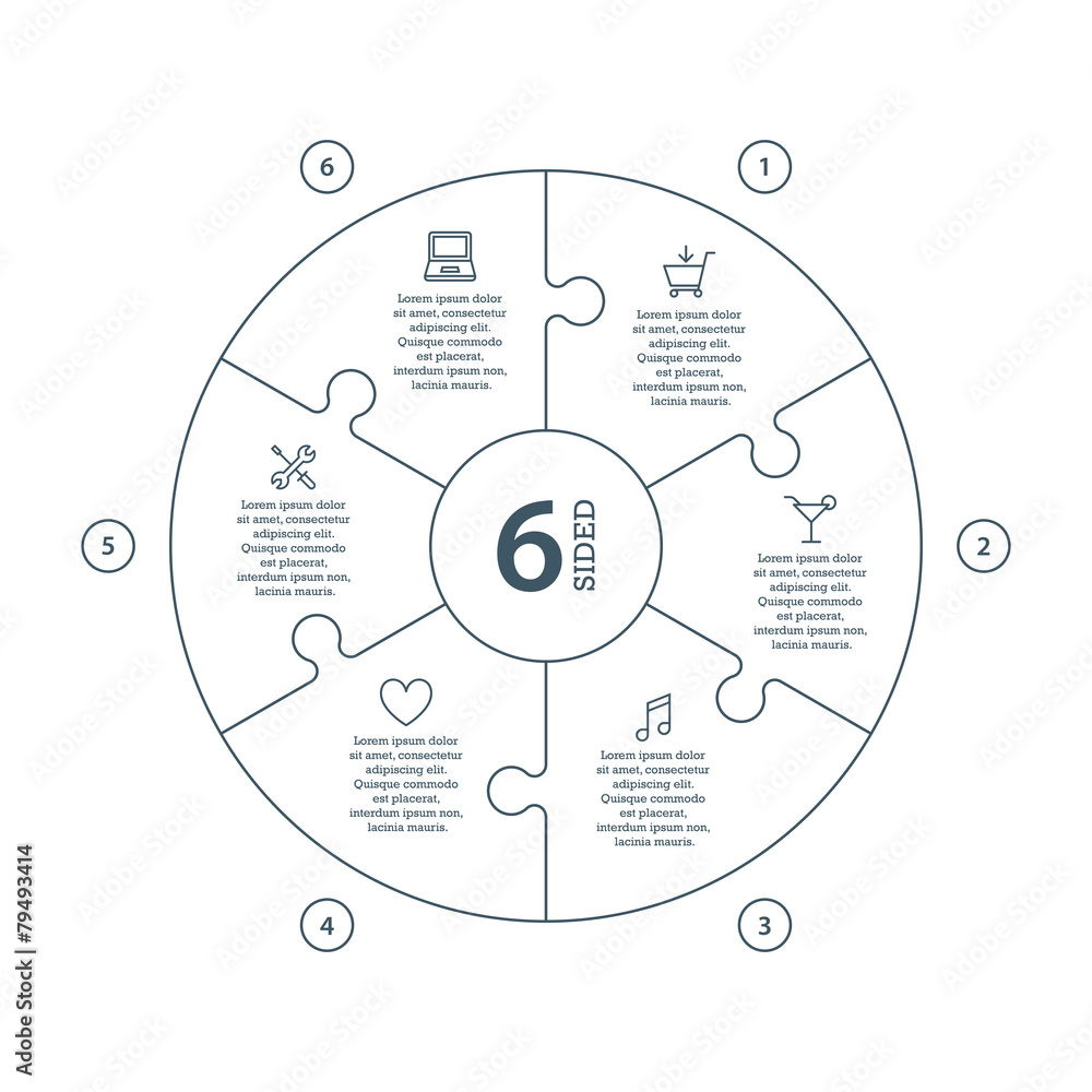 Numbered flat line puzzle presentation infographic chart Stock Vector ...