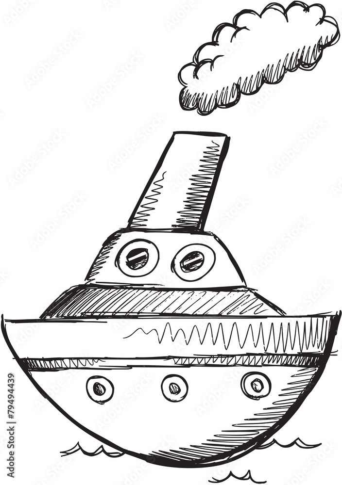 Doodle Sketch Big Boat Vector Illustration Art Stock Vector | Adobe Stock