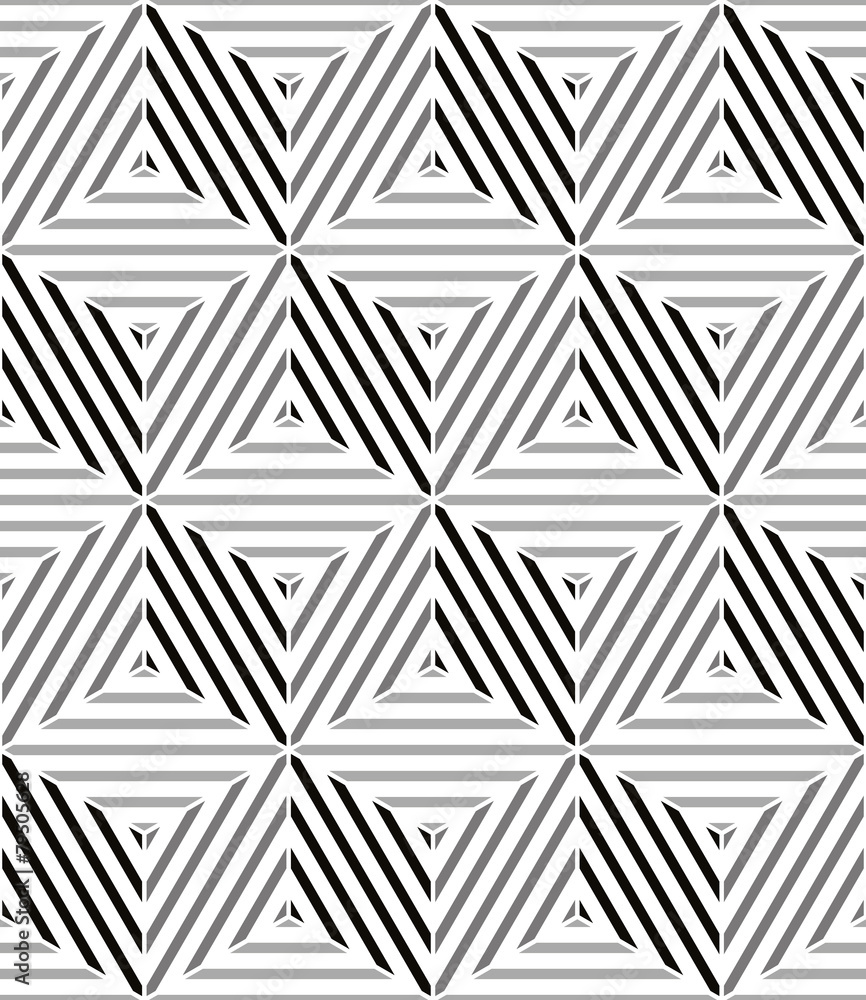 Lined 3d cubes seamless pattern, black and white vector backdrop Stock ...
