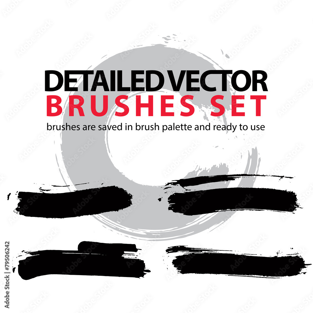 Set of highly detailed vector brush strokes, illustrator object Stock ...