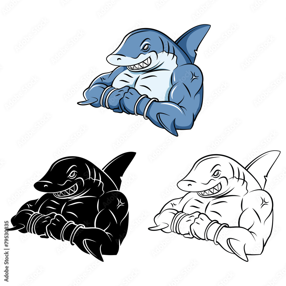 Strong Shark Cartoon