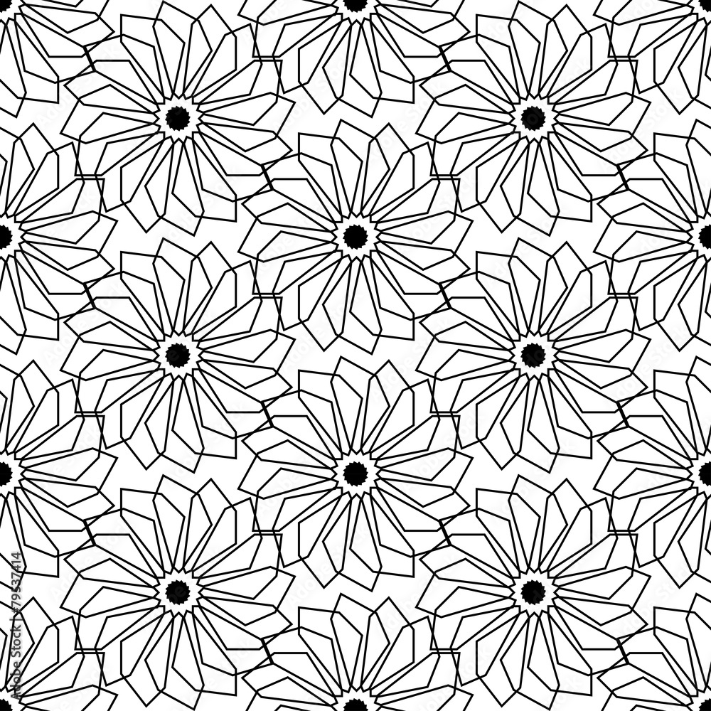 Black and white seamless pattern with flower style. Stock Vector ...
