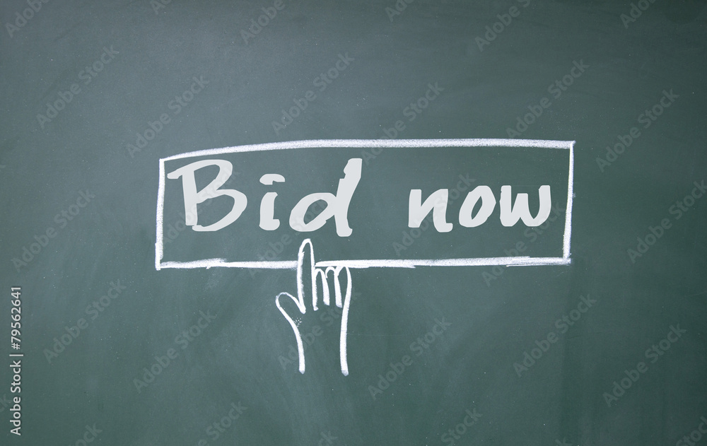 finger click bid now symbol Stock Photo | Adobe Stock