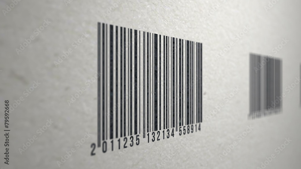 Animation of barcodes on paper texture scanned by a barcode read Stock ...