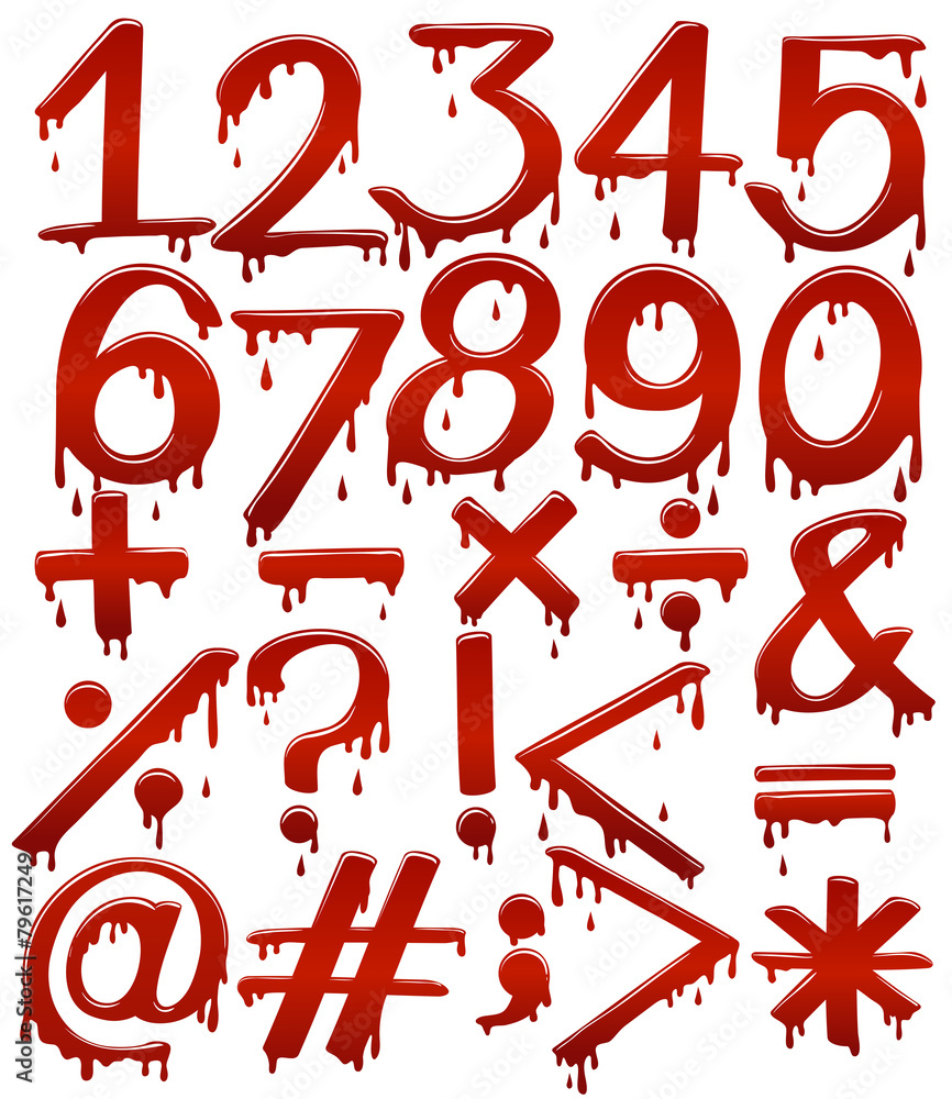 Numerical figures in bloody template Stock Vector | Adobe Stock