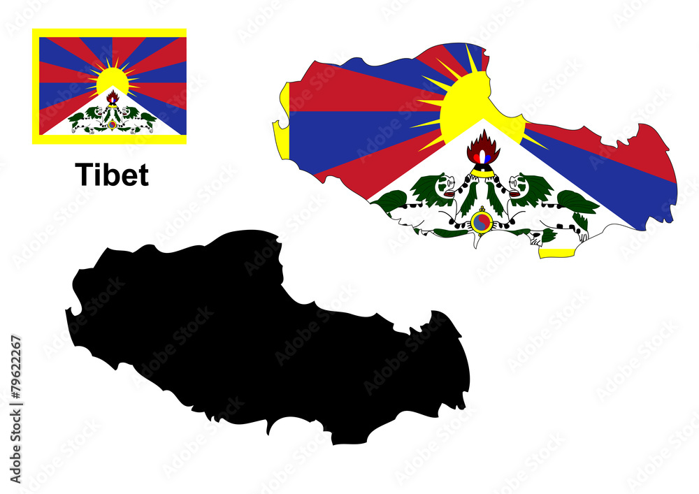 Tibet map and flag vector, Tibet map, Tibet flag vector de Stock ...