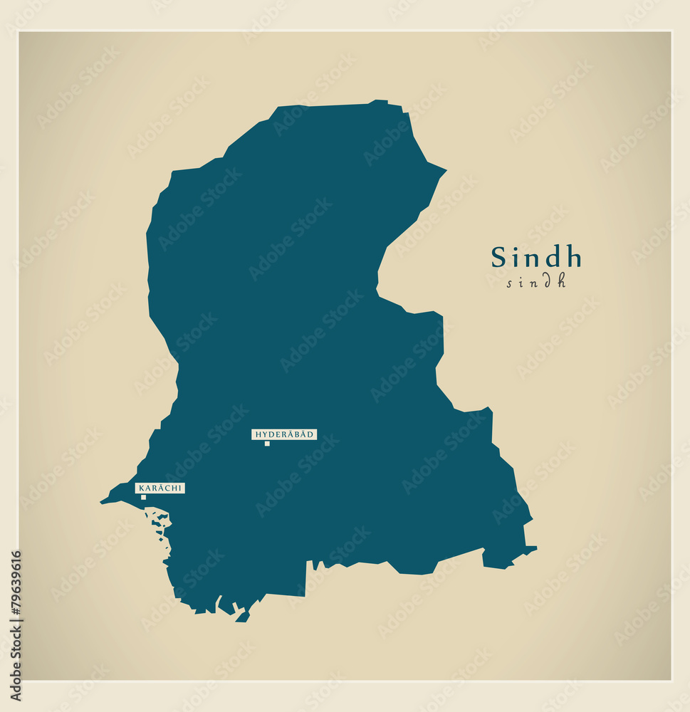 Modern Map - Sindh PK Stock Vector | Adobe Stock