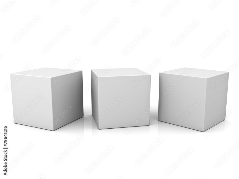 Blank 3d concept boxes on white background with reflection Stock ...
