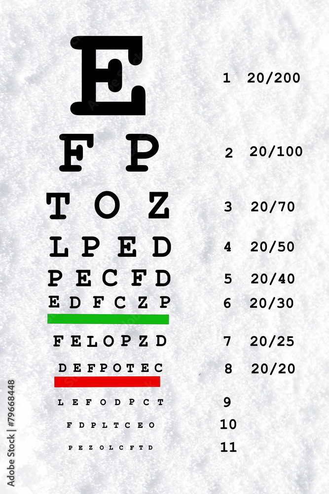 eye sight test chart in snow white background Stock Illustration ...