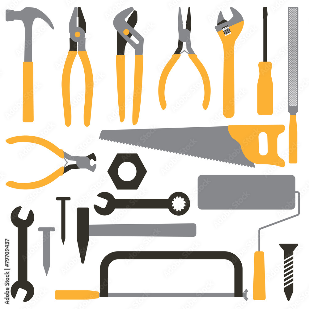 Various hand tools vector silhouette icon set 5 Stock Vector | Adobe Stock