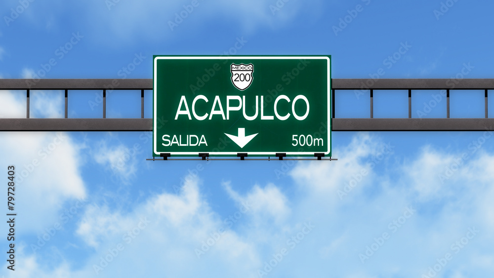 Acapulco Highway Road Sign foto de Stock | Adobe Stock