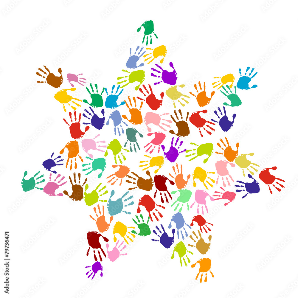 Stern aus bunten Handabdrücken Stock Vector | Adobe Stock