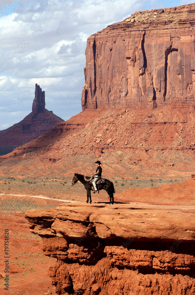 Monument valley, Cowboy on John ford point Stock Photo | Adobe Stock