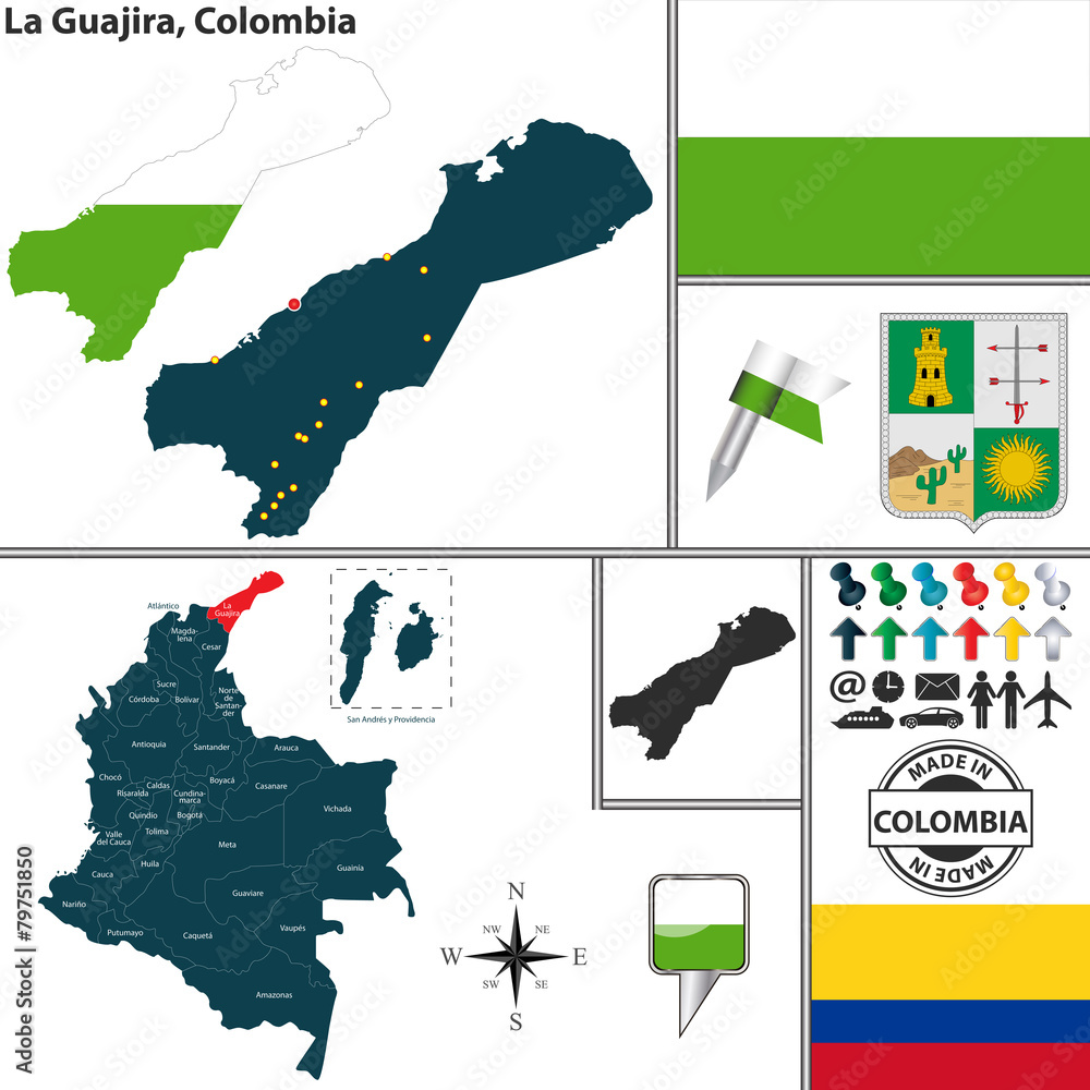 Map of La Guajira, Colombia Stock Vector | Adobe Stock