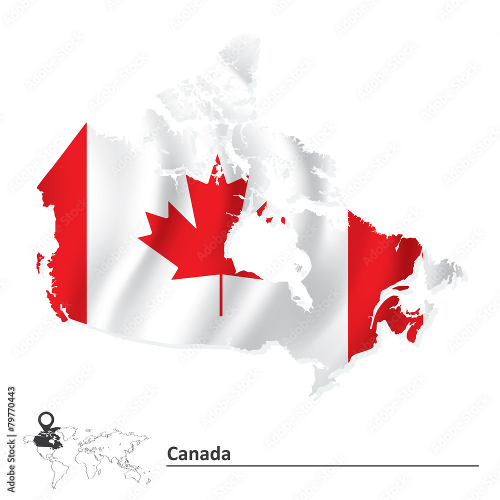 Map of Canada with flag Stock Vector | Adobe Stock