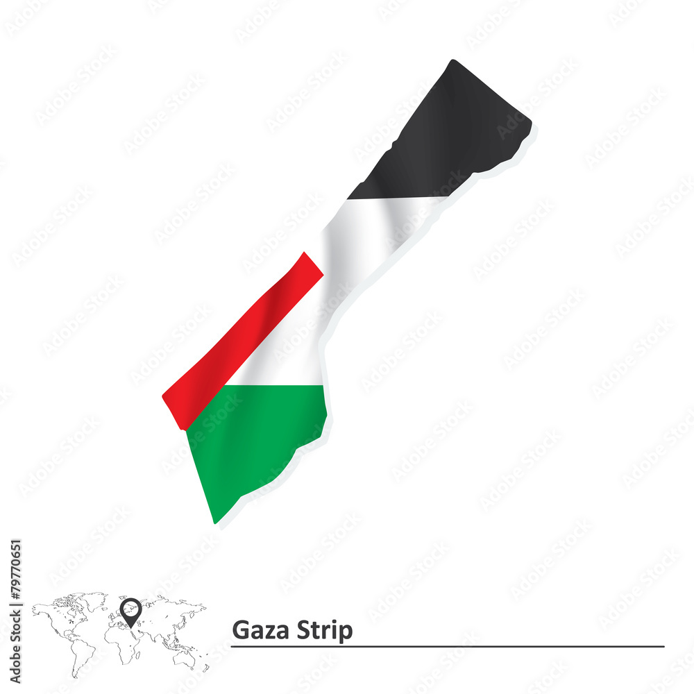 Map of Gaza Strip with flag Stock Vector | Adobe Stock