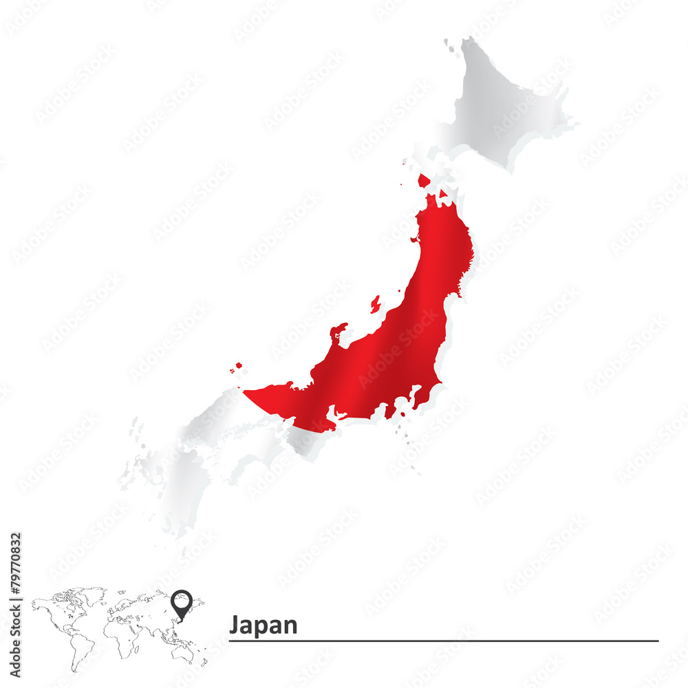 Map of Japan with flag Stock Vector | Adobe Stock