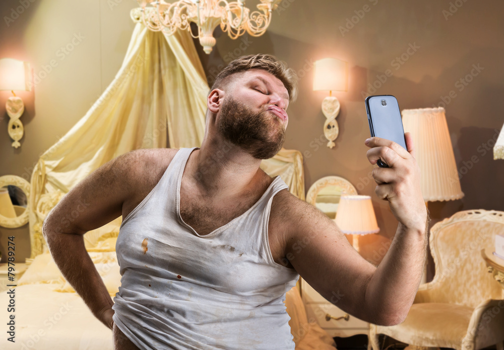 Fat glamour man takes selfie Stock Photo | Adobe Stock Fat glamour man takes selfie Stock Photo | Adobe Stock
