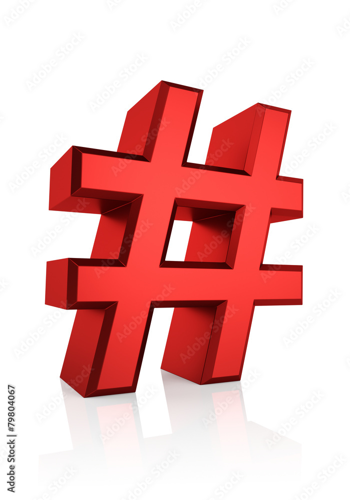 3D Red Hash Sign Stock Illustration | Adobe Stock