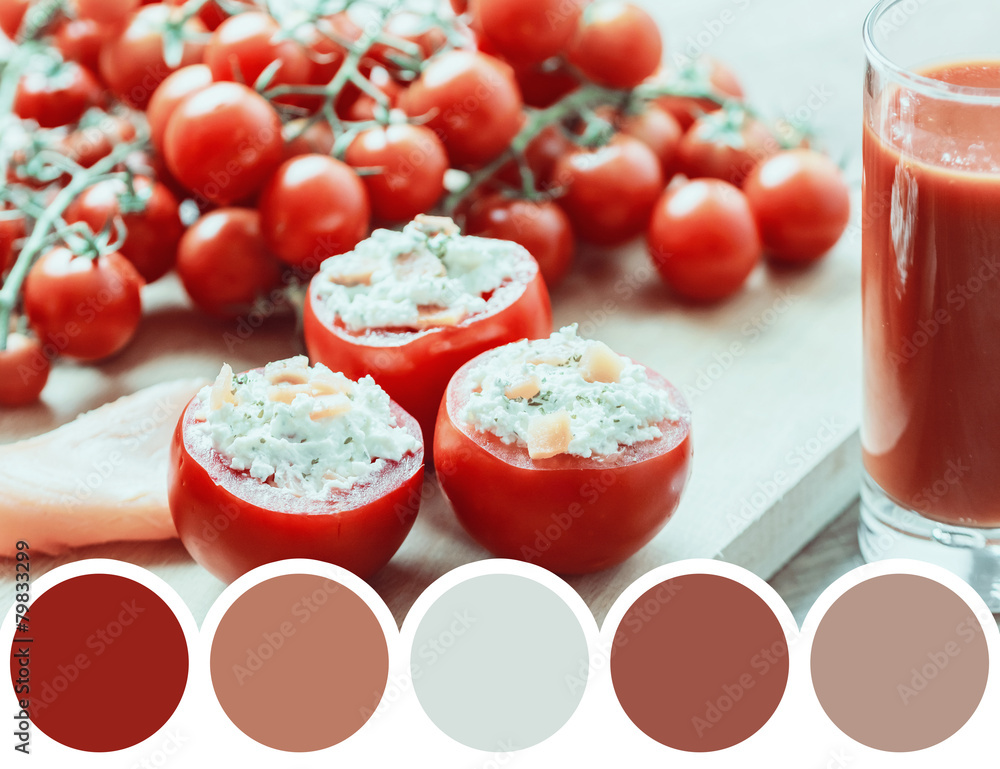 Color Palette Of Fresh Red Tomatoes Meal Stock Photo | Adobe Stock
